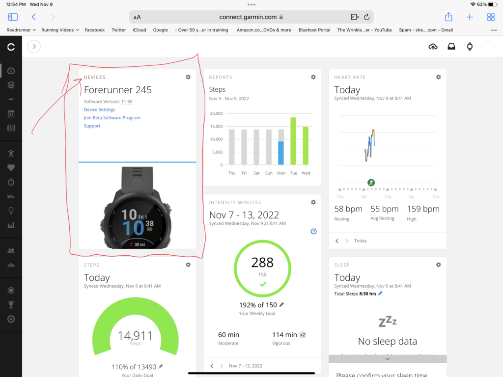 Using the Garmin Connect Website- Activity Dashboard: Device - Wrinkled ...